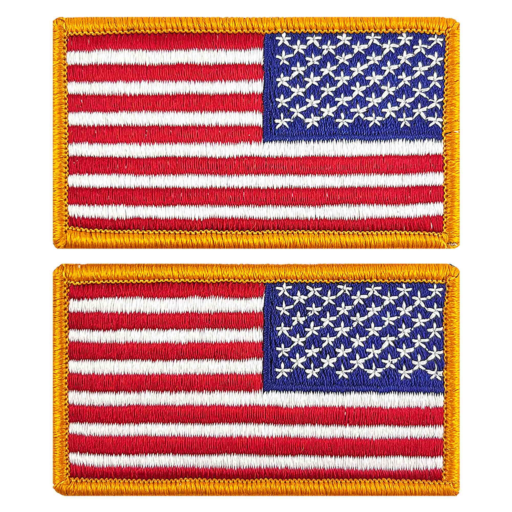 USA reversed Flag Patch with Gold Edge and Hook Closure