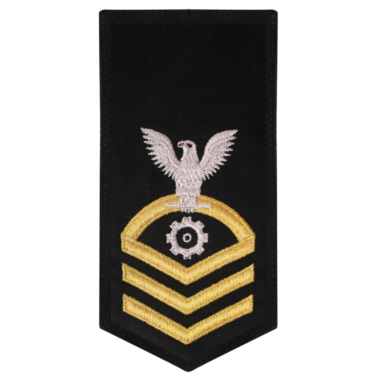 Navy E7 FEMALE Rating Badge: EN Engineman - seaworthy gold on blue