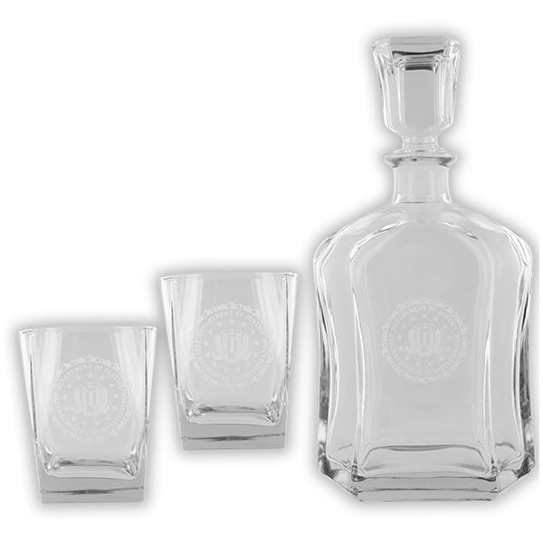 FBI Glassware: Decanter and set of 2 Glasses