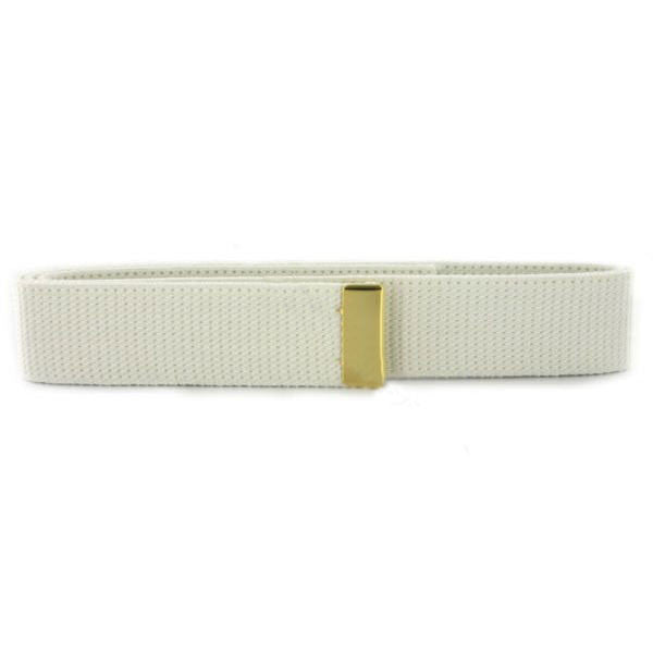 USN Male White Cotton Belt with 24k Gold Tip