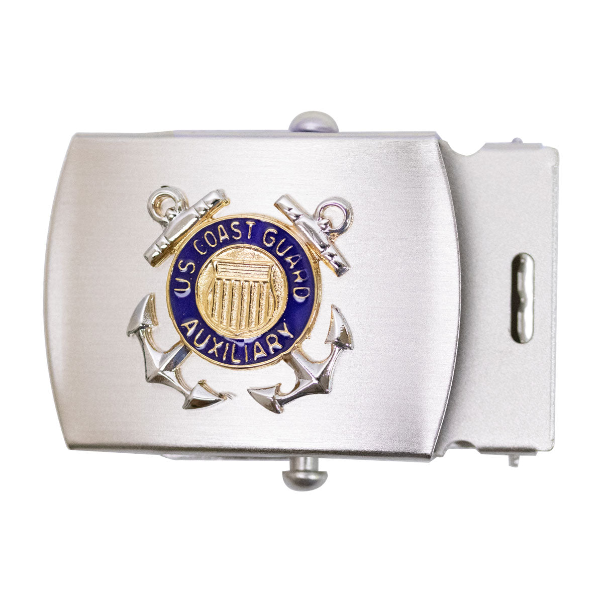 USCG Auxiliary Satin Silver Belt Buckle