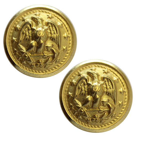 Navy Button Screw Back with Tube