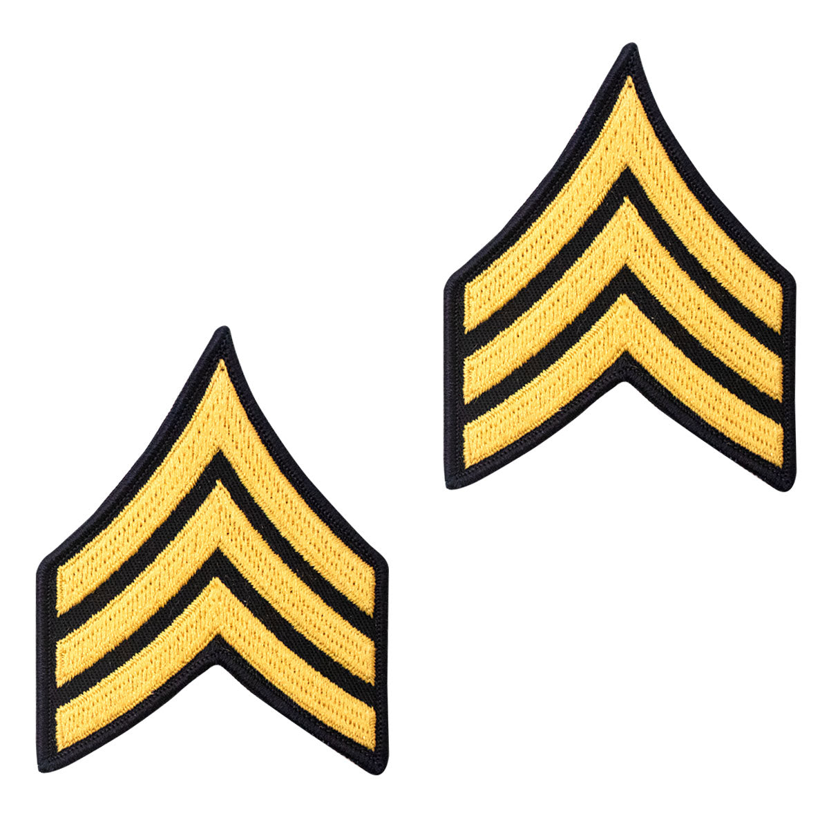Army Male Sergeant Gold Chevron Embroidered on Blue