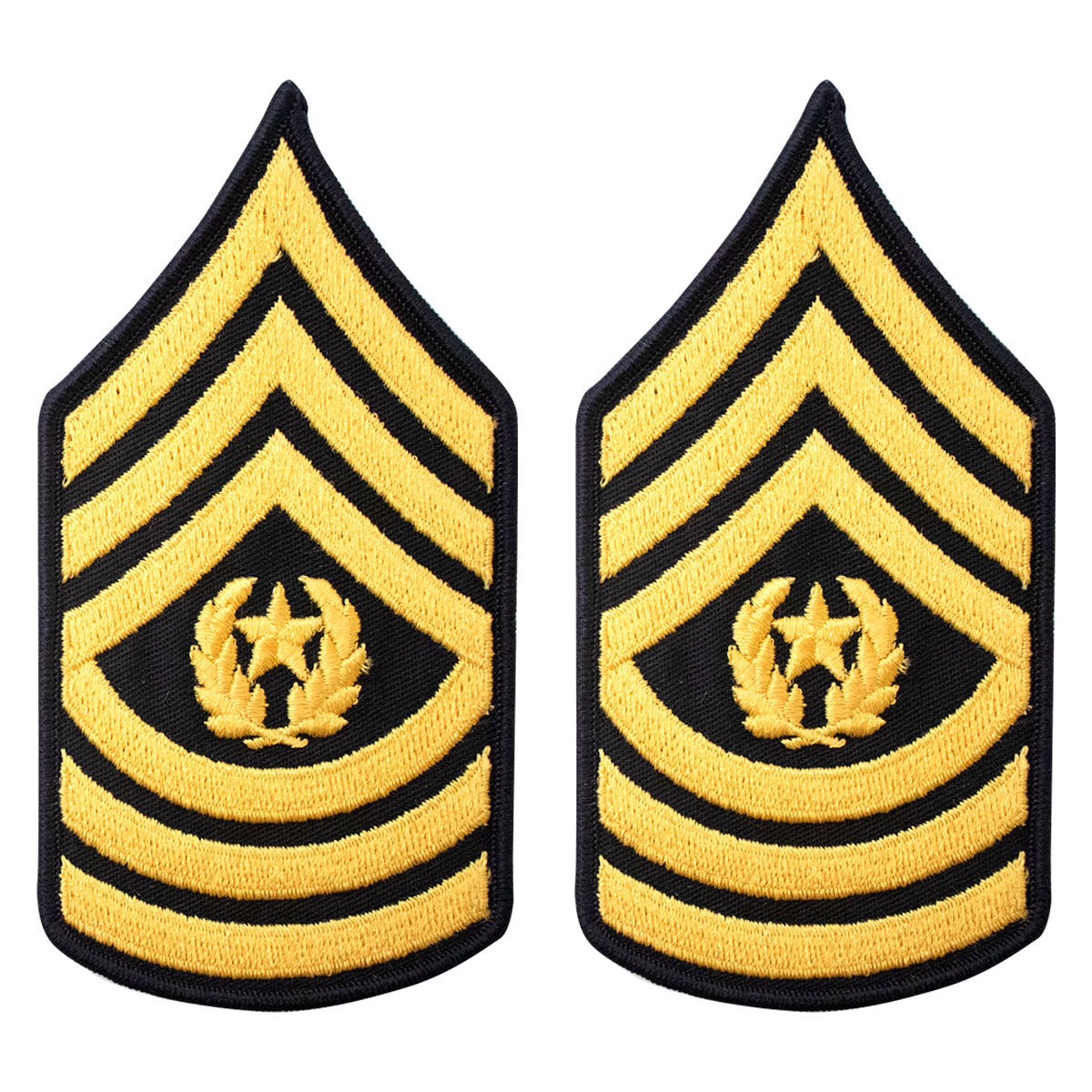 Army Male Command Sergeant Major Gold Chevron Embroidered on Blue