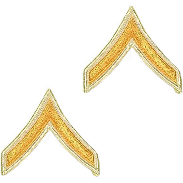 Army Male Private Gold Chevron Embroidered on White