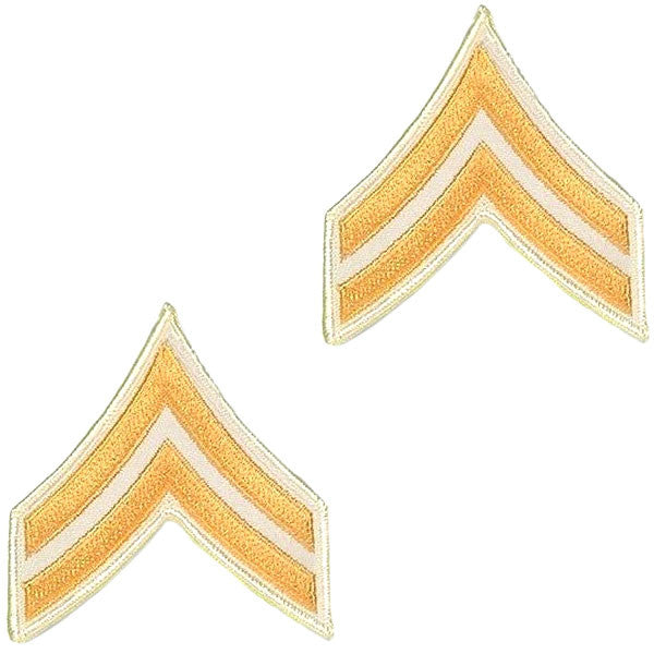Army Male Corporal Gold Chevron Embroidered on White