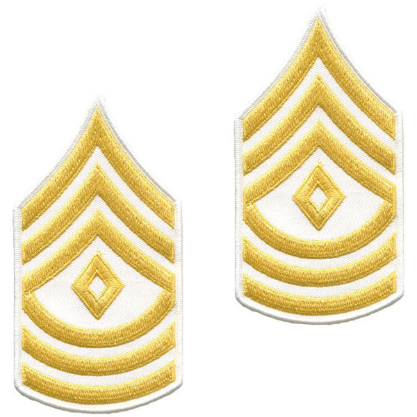Army Male First Sergeant Gold Chevron Embroidered on White