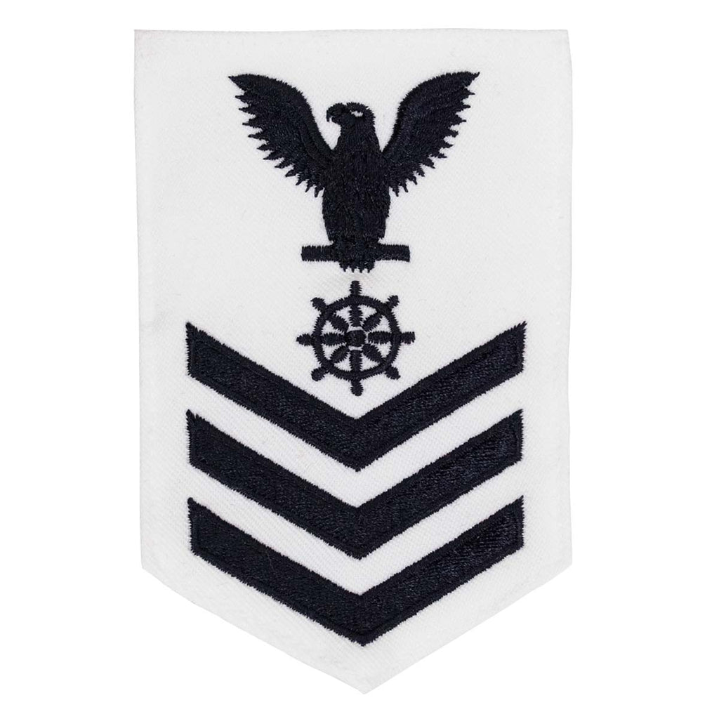 USN E-6 White Quartermaster Rating Badge – Vanguard Industries