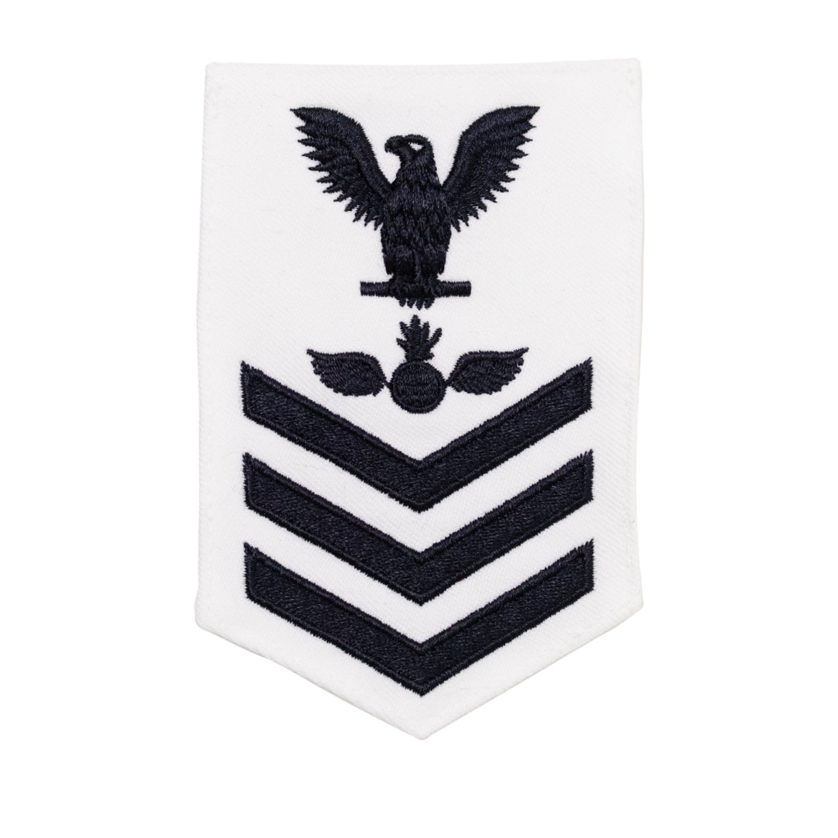 Navy E6 FEMALE Rating Badge: Aviation Ordnanceman - white
