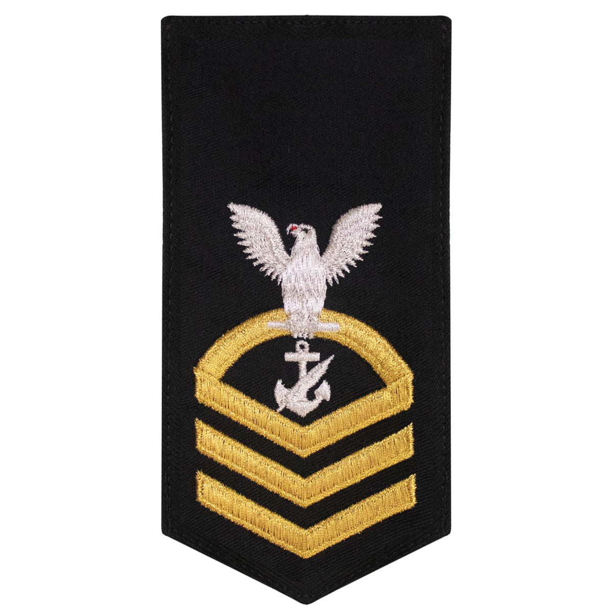 Navy E7 FEMALE Rating Badge: NC Navy Counselor - seaworthy gold on blu