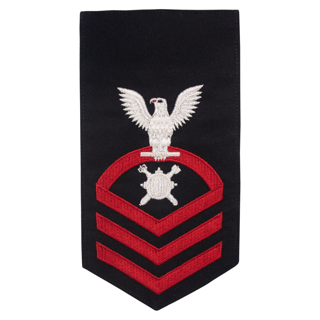 Navy E7 MALE Rating Badge: Explosive Ordnance Disposal - seaworthy red ...