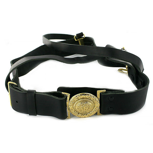 USCG Leather Sabre Belt with Gold Buckle