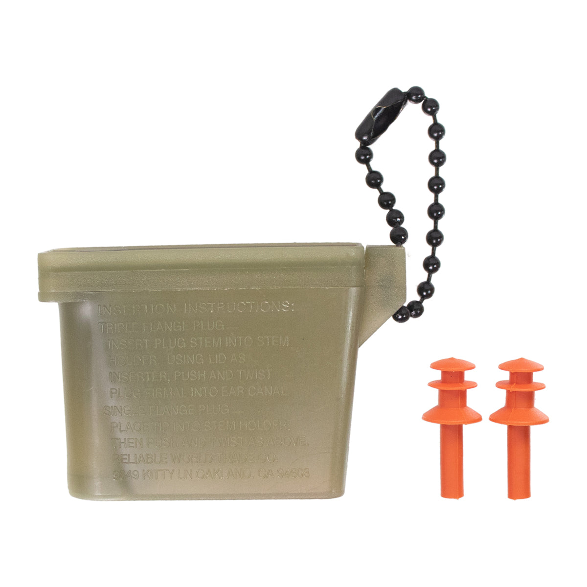 Medium Size Ear Plugs with Chain and Case