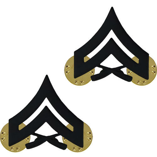 USMC Corporal Black Metal Solid Brass Chevron – Vanguard Industries
