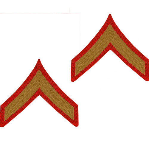 USMC Male Gold Embroidered on Red Private First Class Chevron