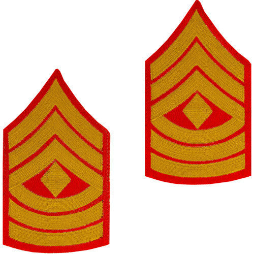 USMC Male Gold Embroidered on Red First Sergeant Chevron