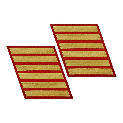 USMC Set of 6 Female Gold on Red Service Stripe