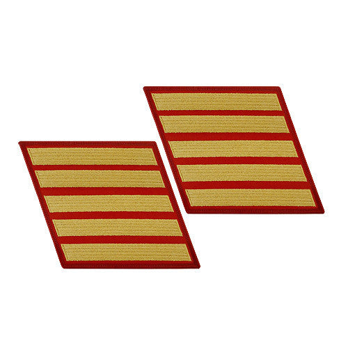 USMC Set of 5 Female Gold on Red Service Stripe