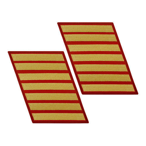 USMC Set of 7 Female Gold on Red Service Stripe