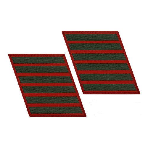USMC Set of 6 Female Green on Red Service Stripe