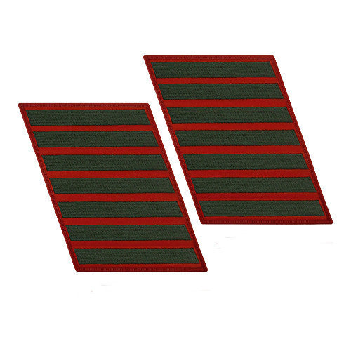 USMC Set of 7 Female Green on Red Service Stripe